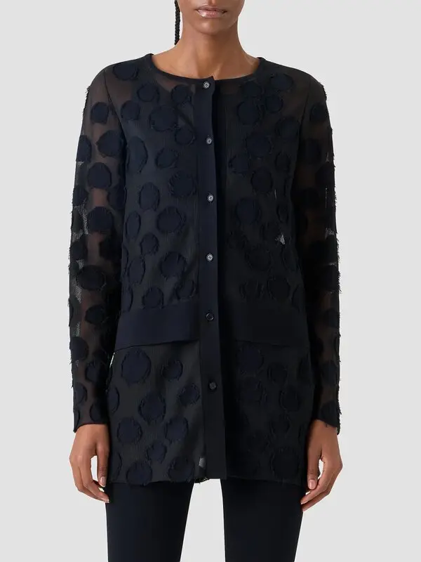 Akris Polka Dot Intarsia-knit Tulle Cardigan