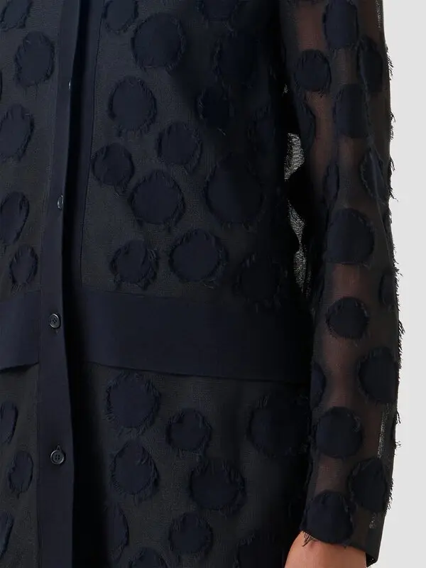 Akris Polka Dot Intarsia-knit Tulle Cardigan
