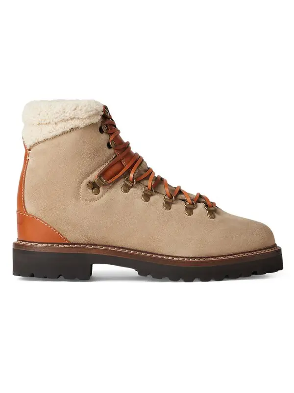 Ralph Lauren Purple Label Cortina Suede & Shearling Boots
