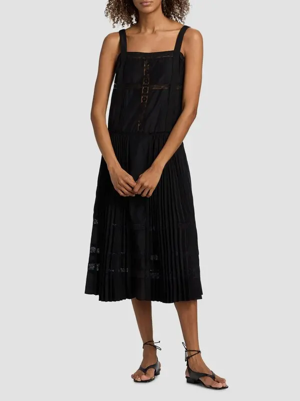 3.1 Phillip Lim Pleated Lace-trimmed Midi-dress