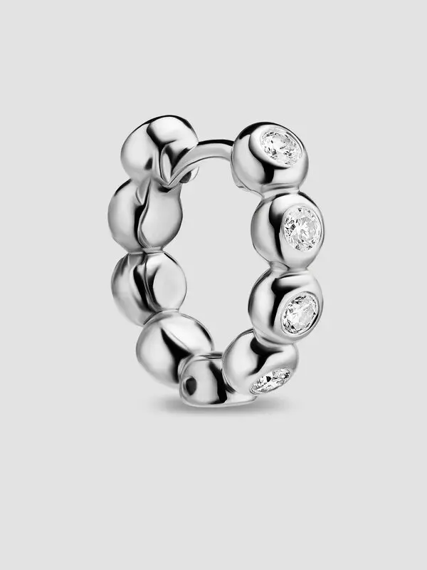 David Yurman Bezel Set Hoop Earrings In Sterling Silver With Diamonds, 13.4mm