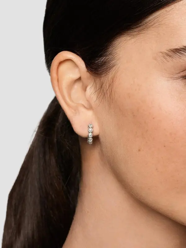 David Yurman Bezel Set Hoop Earrings In Sterling Silver With Diamonds, 13.4mm