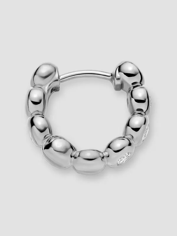 David Yurman Bezel Set Hoop Earrings In Sterling Silver With Diamonds, 13.4mm