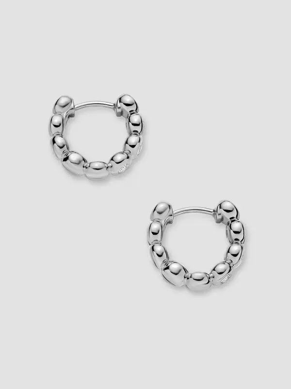 David Yurman Bezel Set Hoop Earrings In Sterling Silver With Diamonds, 13.4mm