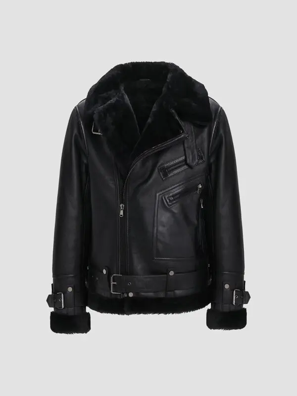Gorski Shearling Moto Zip Jacket