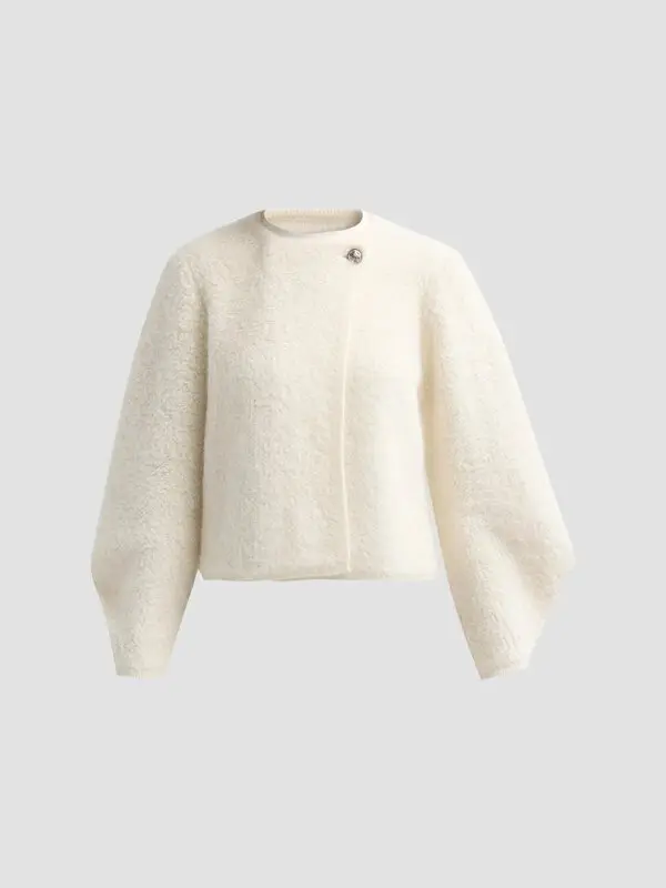 Ba&sh Fida Wool-blend Blouson Cardigan - Ecru