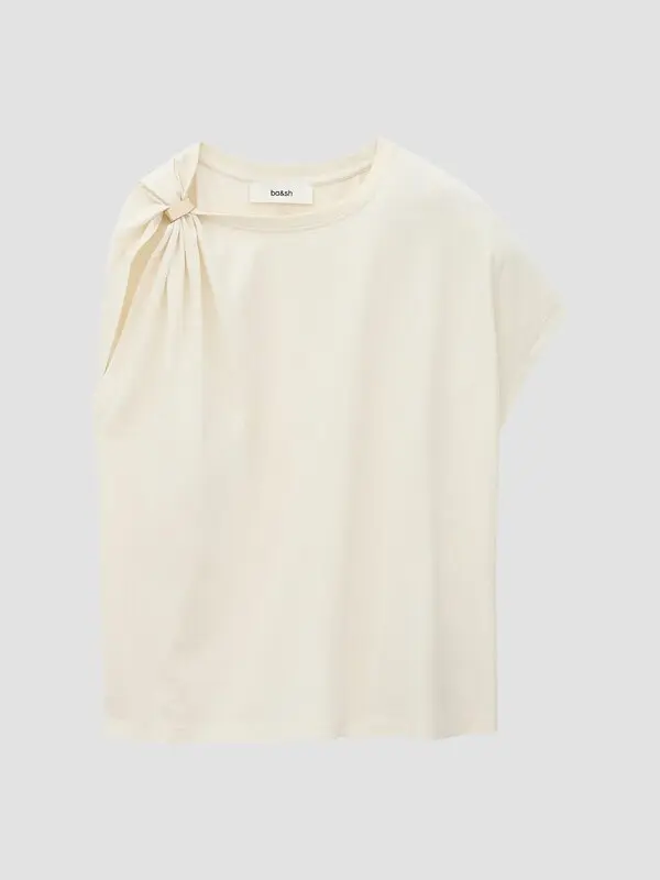 Ba&sh Allia Asymmetric Cotton T-shirt - Ecru