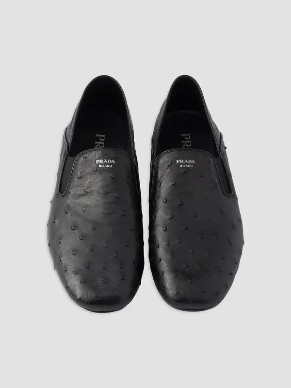 Prada Ostrich Leather Loafers