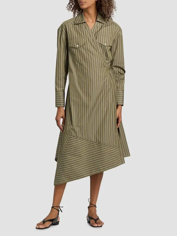 3.1 Phillip Lim Asymmetric Striped Poplin Wrap Shirtdress