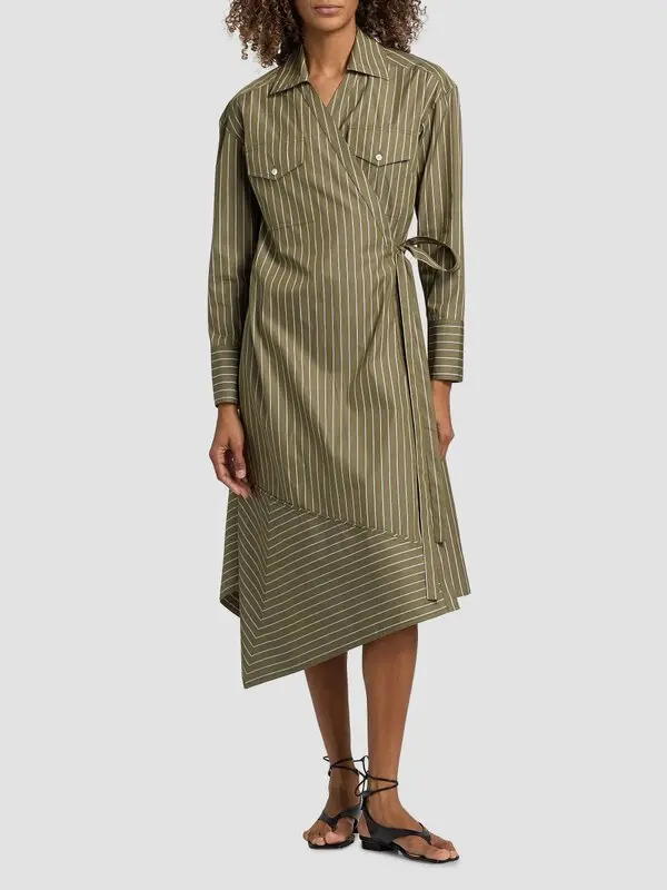 3.1 Phillip Lim Asymmetric Striped Poplin Wrap Shirtdress