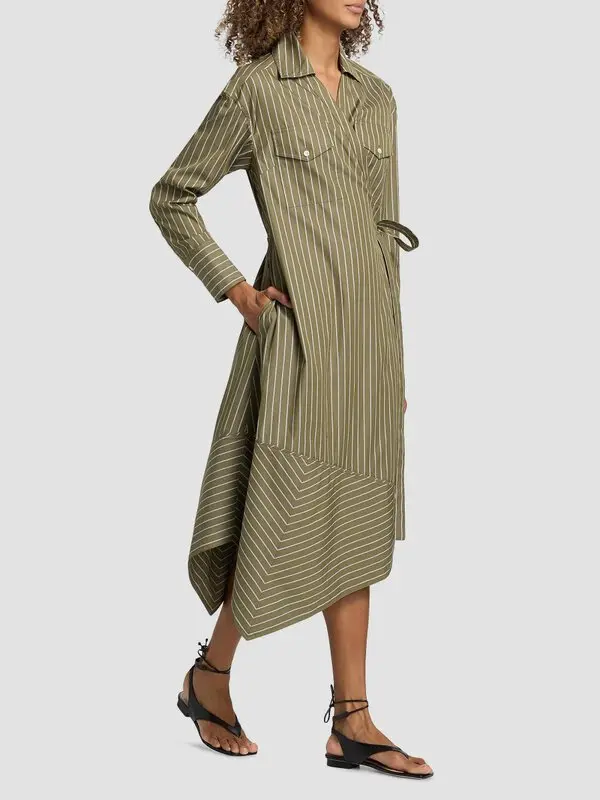 3.1 Phillip Lim Asymmetric Striped Poplin Wrap Shirtdress