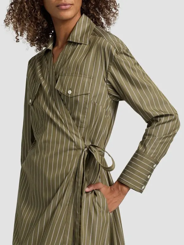 3.1 Phillip Lim Asymmetric Striped Poplin Wrap Shirtdress