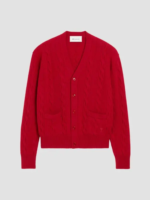 AMI Paris Cable-knit Wool Cardigan