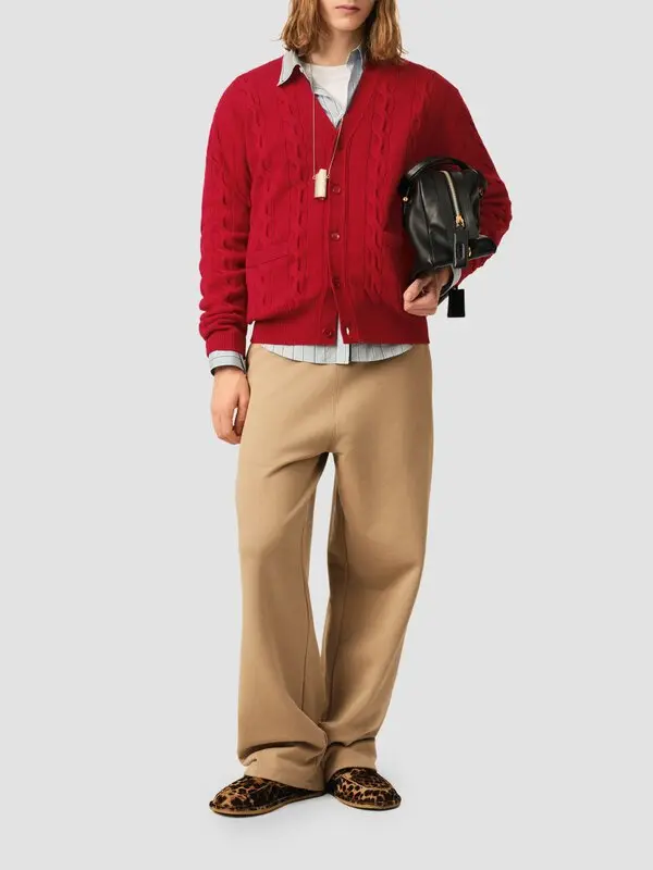 AMI Paris Cable-knit Wool Cardigan