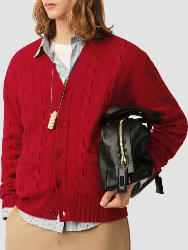AMI Paris Cable-knit Wool Cardigan