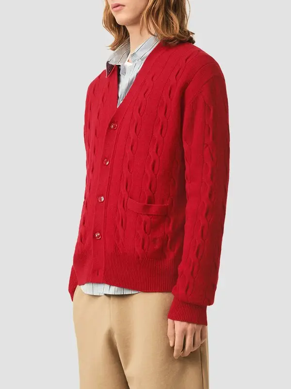 AMI Paris Cable-knit Wool Cardigan