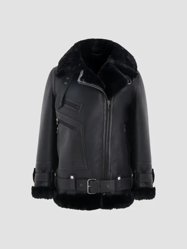 Gorski Select Shearling Lamb Moto Zip Jacket