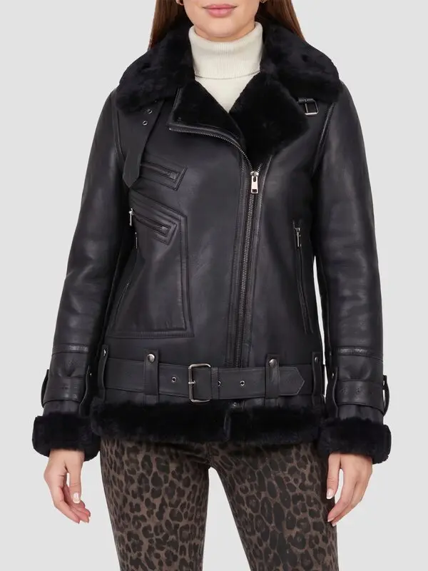 Gorski Select Shearling Lamb Moto Zip Jacket