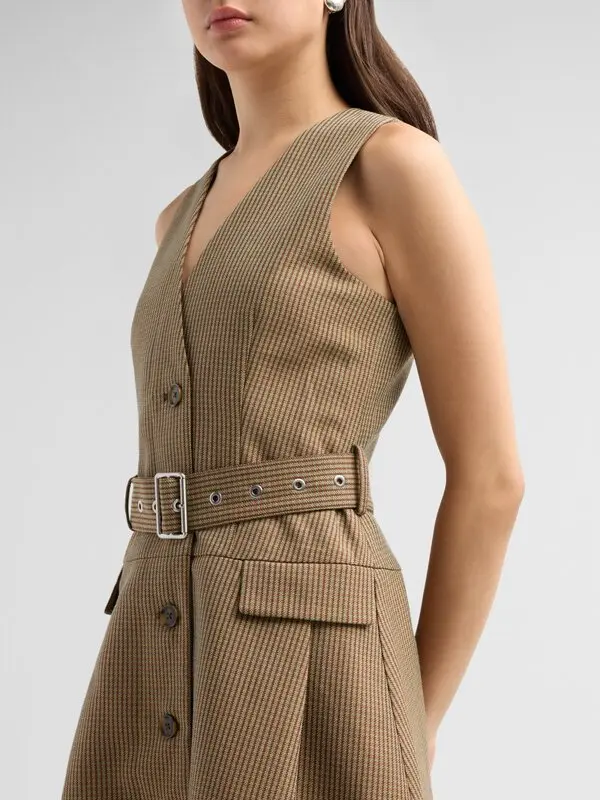 3.1 Phillip Lim Houndstooth Tweed Belted Knee-length Dress