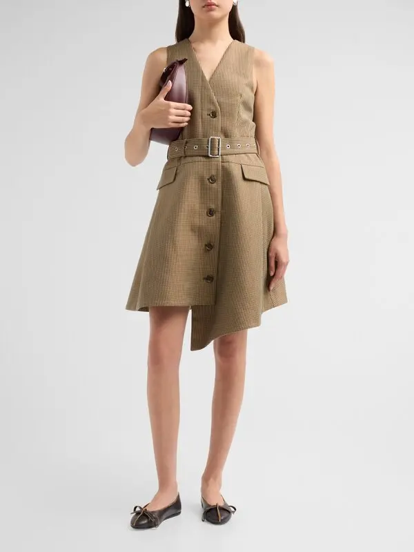 3.1 Phillip Lim Houndstooth Tweed Belted Knee-length Dress