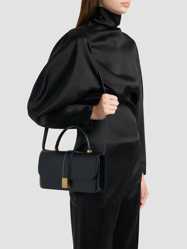 Khaite Blake Leather Top Handle Bag - Black