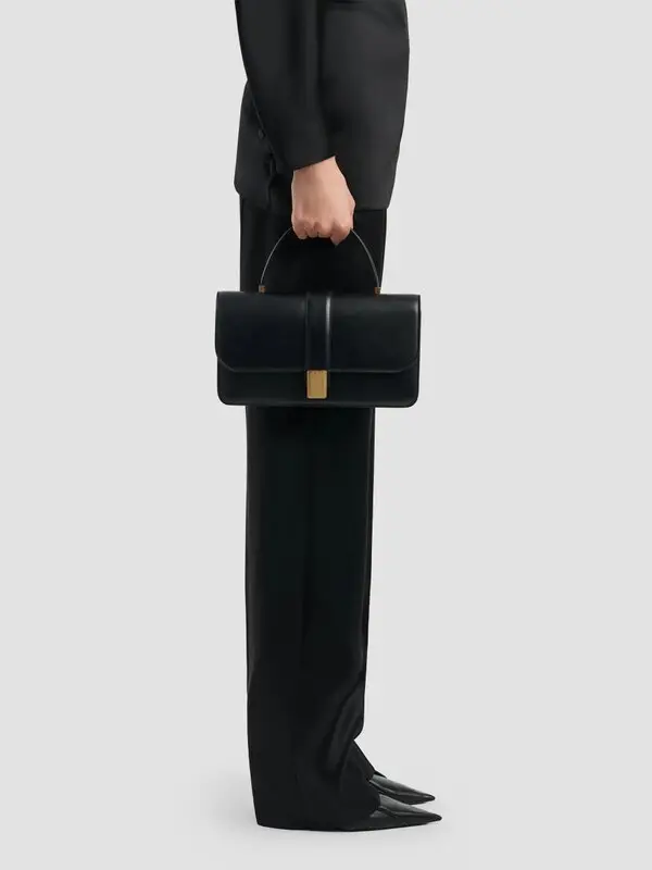 Khaite Blake Leather Top Handle Bag - Black
