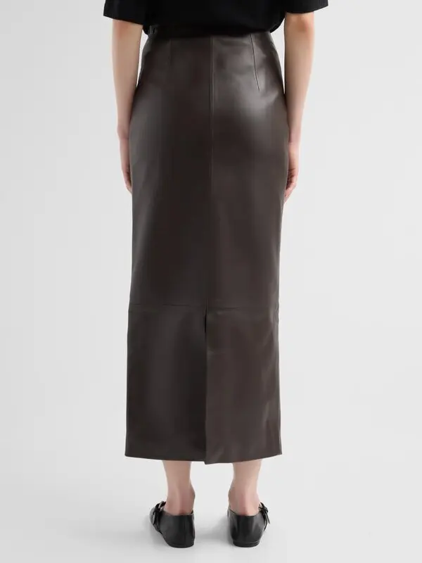 Loulou De Saison Inga Leather Maxi Skirt - Coffee