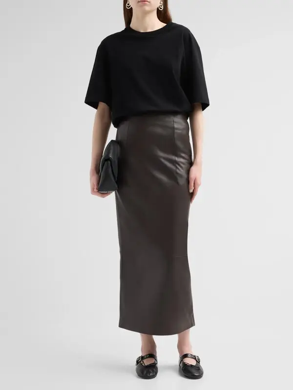 Loulou De Saison Inga Leather Maxi Skirt - Coffee