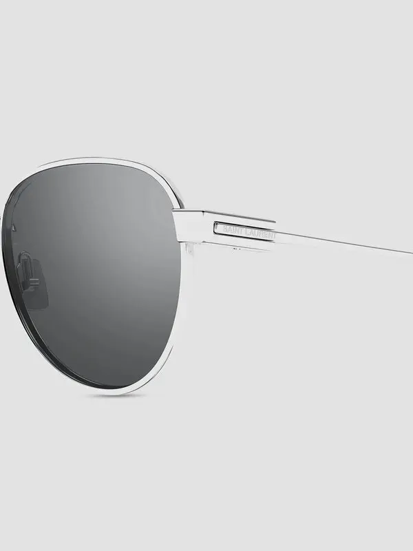 Saint Laurent 53mm Round Metal Sunglasses - Silver Black