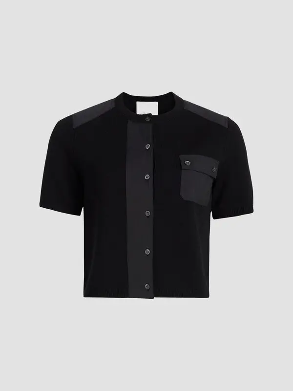 3.1 Phillip Lim Wool Short Sleeve Cardigan - Black