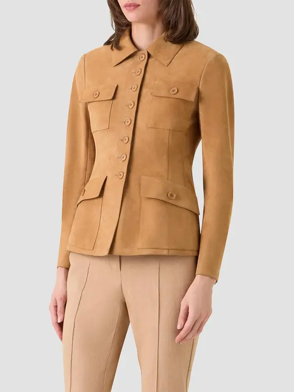 Akris Delia Suede Utility Jacket