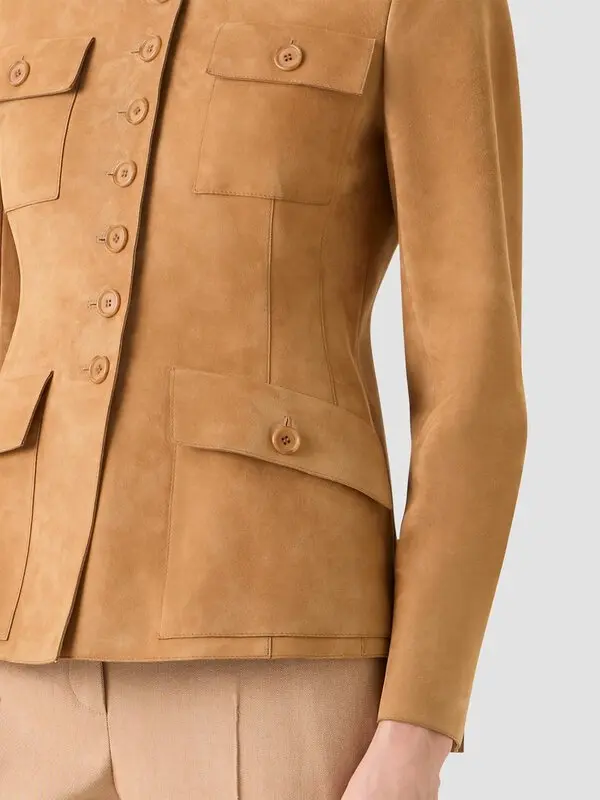 Akris Delia Suede Utility Jacket - Camel