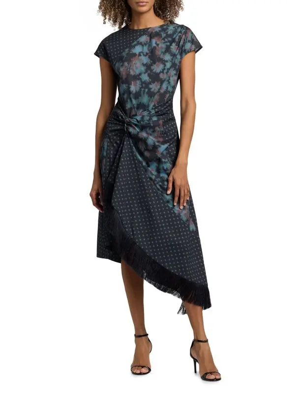 3.1 Phillip Lim Desert Flower Twist Multi-print Midi-dress