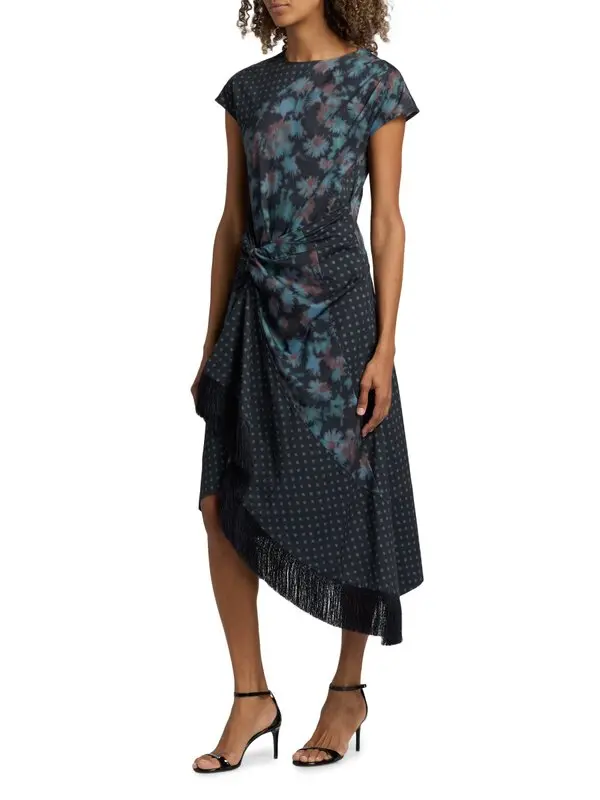 3.1 Phillip Lim Desert Flower Twist Multi-print Midi-dress