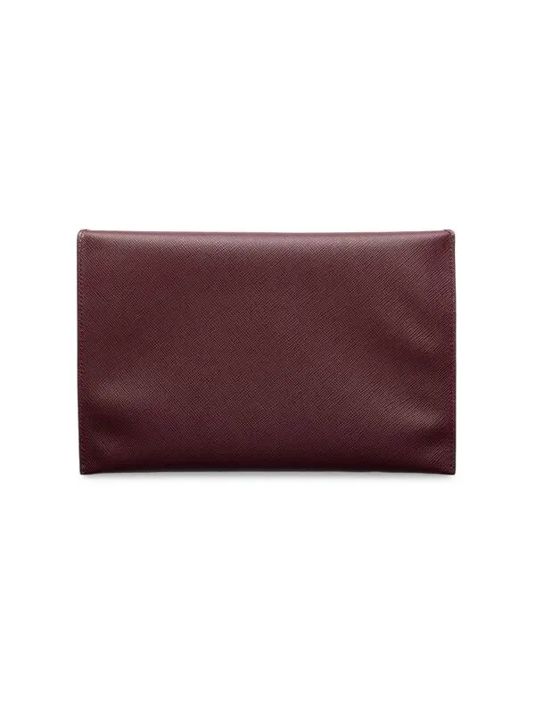 Prada Saffiano Leather Envelope Clutch - Dark Red