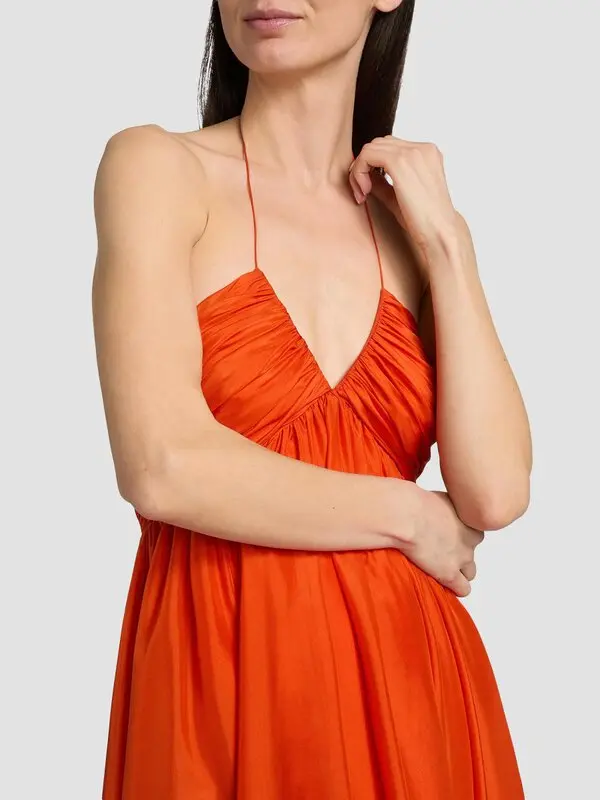 Zimmermann Mahon Silk Halter Maxi Dress - Tangerine