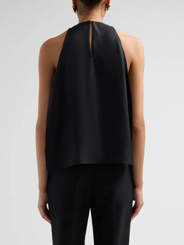 Loulou De Saison Cami Silk Sleeveless Cape Top - Black