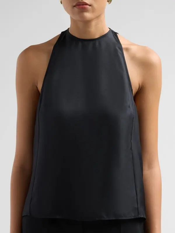 Loulou De Saison Cami Silk Sleeveless Cape Top - Black
