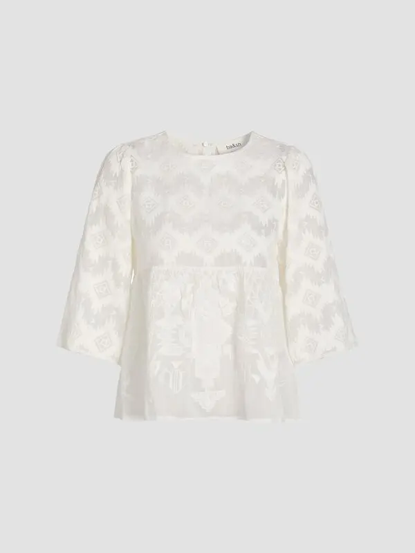 Ba&sh Apollon Embroidered Babydoll Top - Ecru