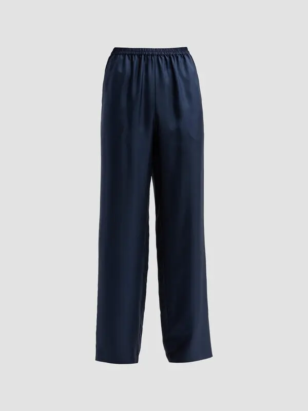 Loulou De Saison Alera Satin Wide-leg Pants - Navy
