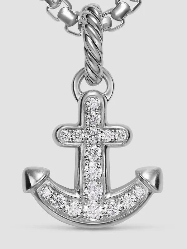 David Yurman Anchor Amulet In Sterling Silver With Diamonds, 14.2mm