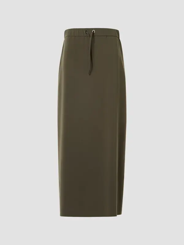 Akris Lasercut Crêpe Drawstring Midi Skirt - Olive