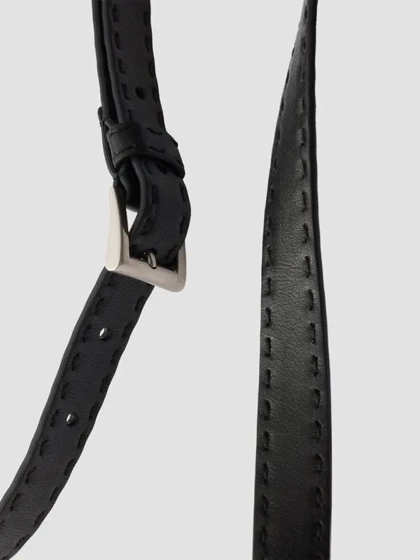 Prada Antiqued Leather Belt - Black