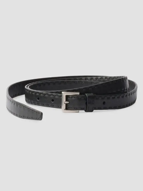 Prada Antiqued Leather Belt - Black