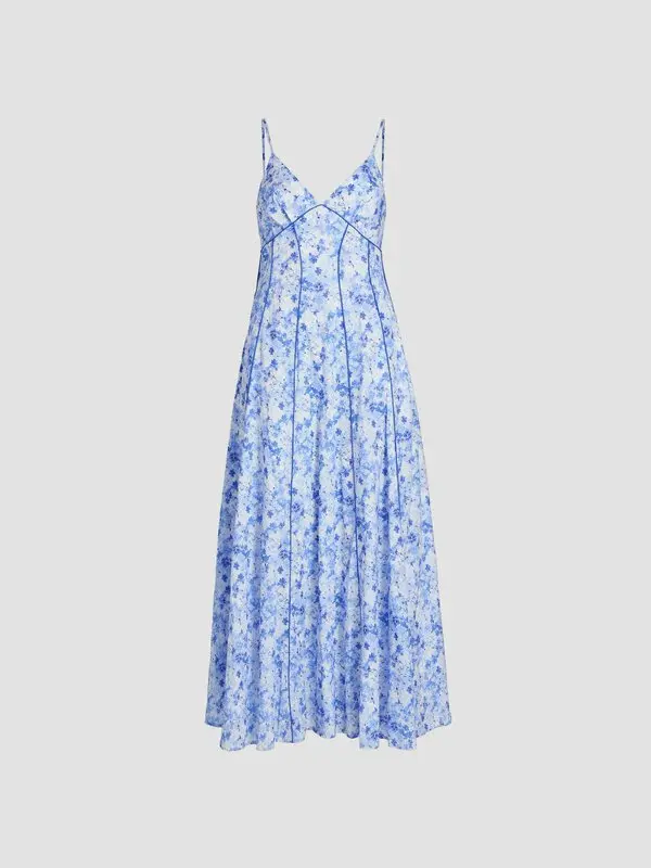 Rosie Assoulin Cami Floral Cotton Poplin Maxi Dress - Blue Multi