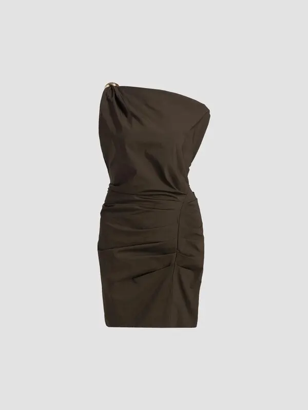 Ba&sh Osiris Ruched Off-the-shoulder Minidress - Cafe