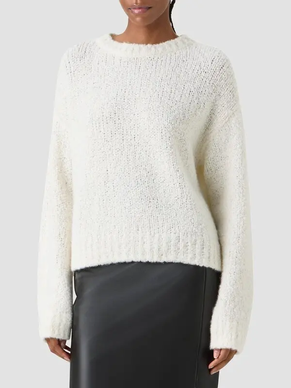Akris Cashmere-silk Bouclé-knit Crewneck Sweater