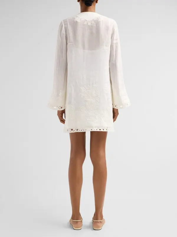 Zimmermann Indra Embroidered Tunic Mini Dress