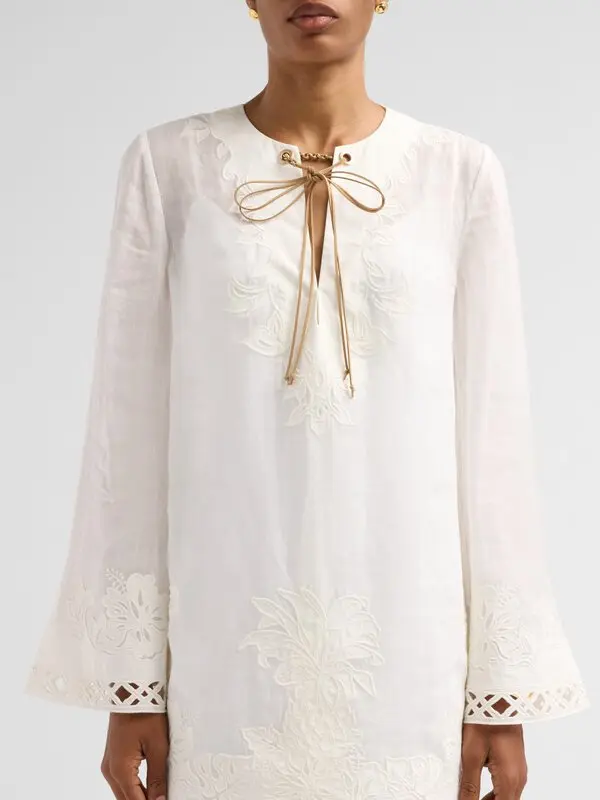 Zimmermann Indra Embroidered Tunic Mini Dress