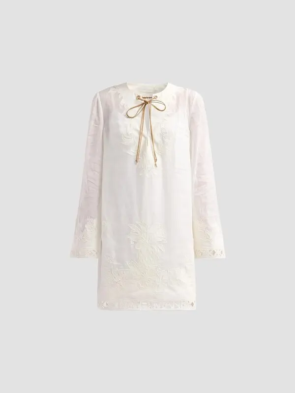 Zimmermann Indra Embroidered Tunic Mini Dress - Ivory